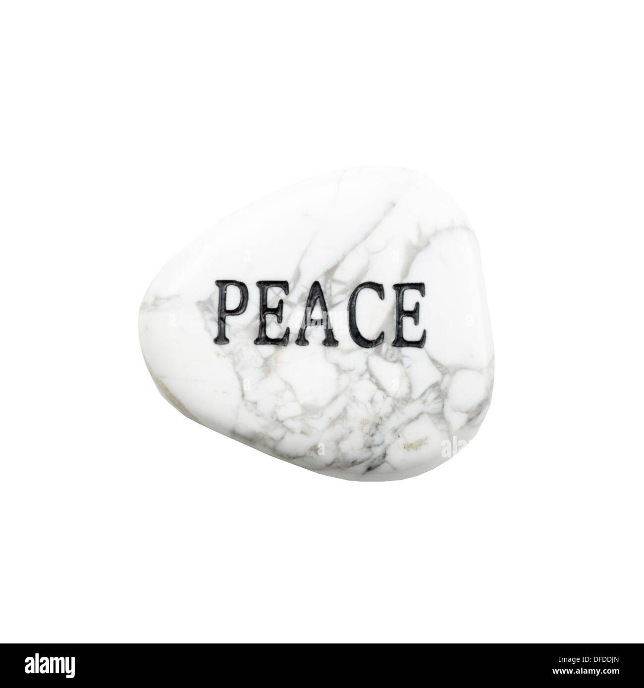 Polished Howlite stone with the word peace Stock Photo - Alamy