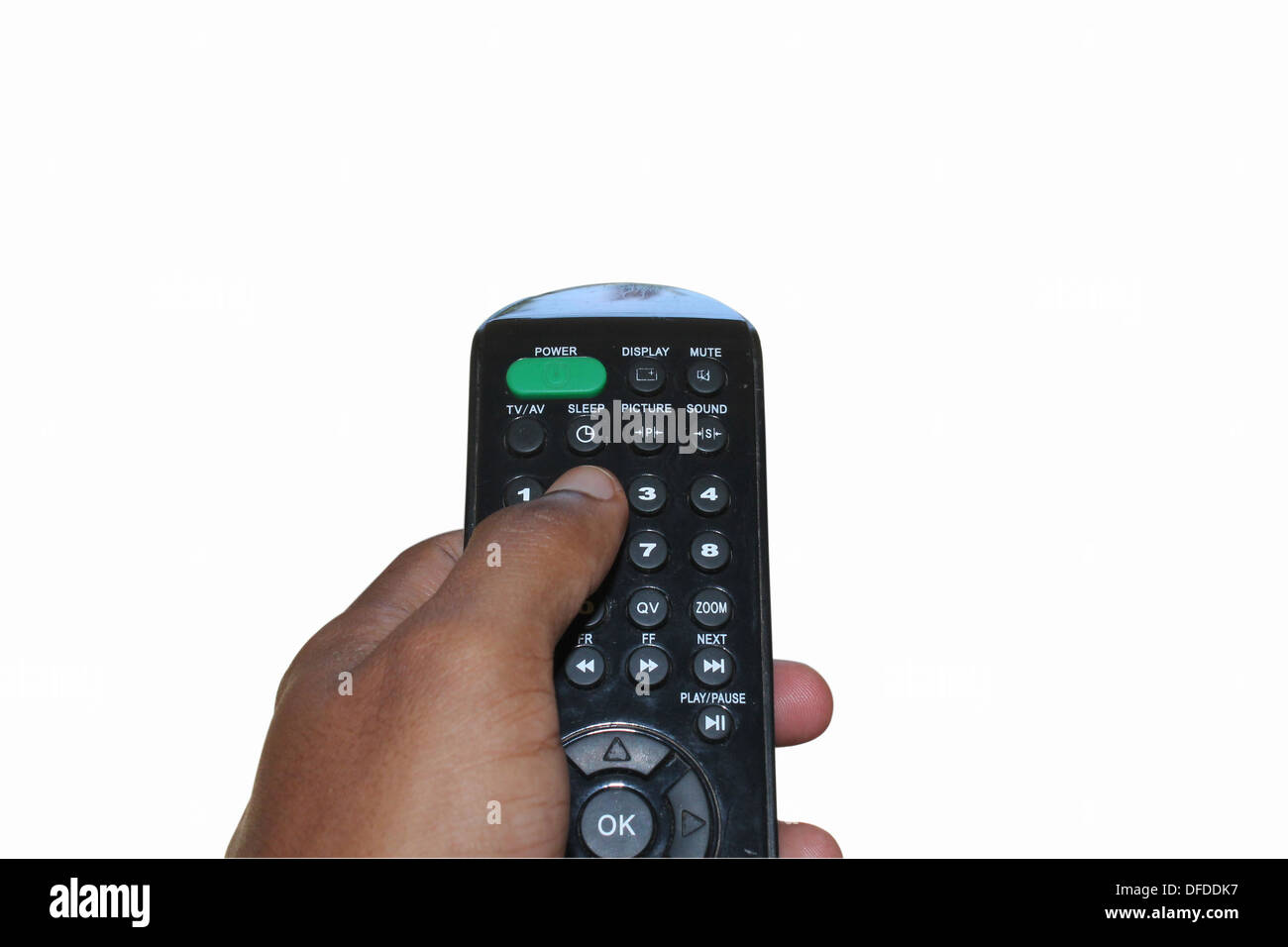 Operating a TV remote Stock Photo - Alamy