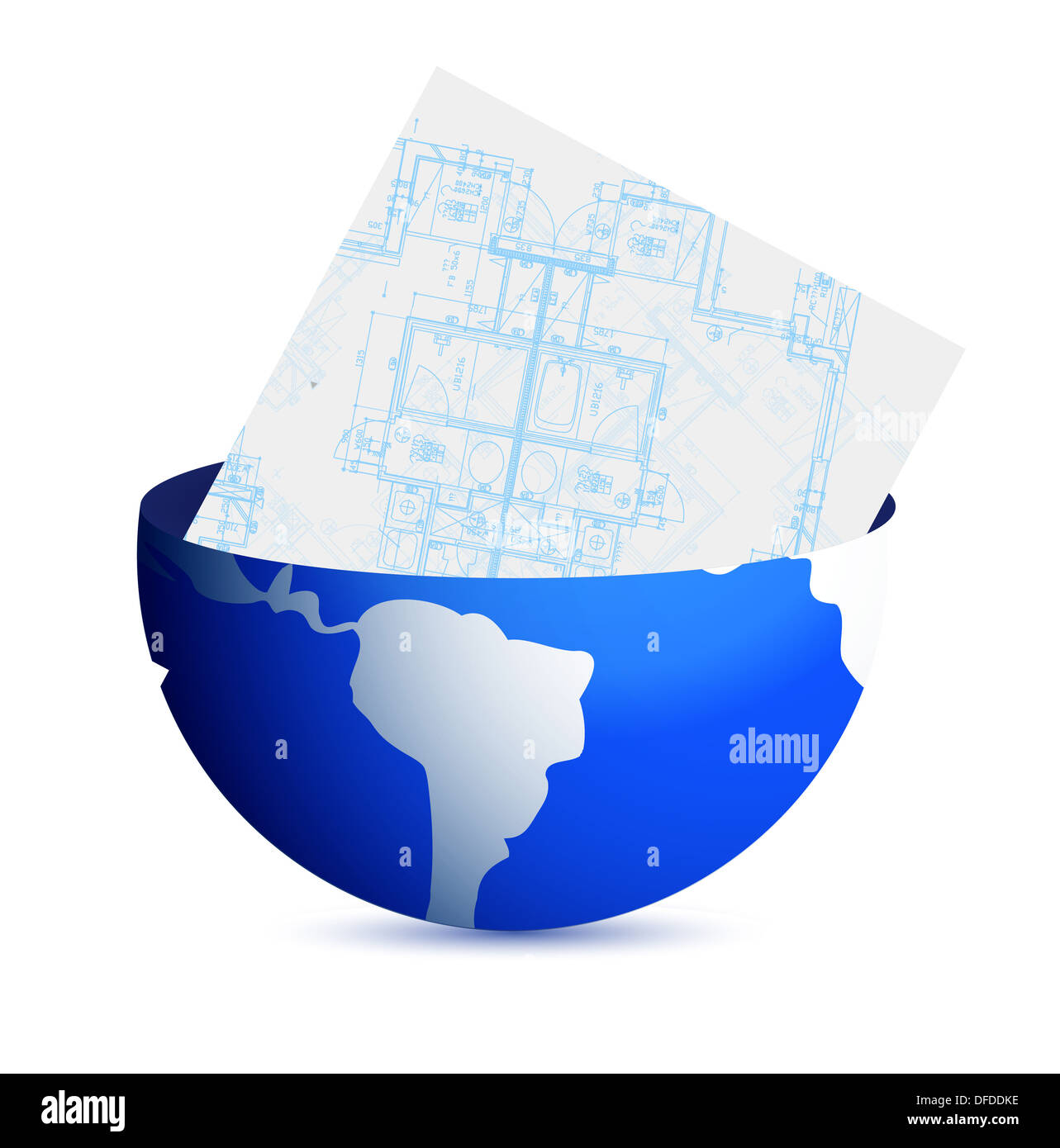blueprints and globe illustration design Stock Photo - Alamy