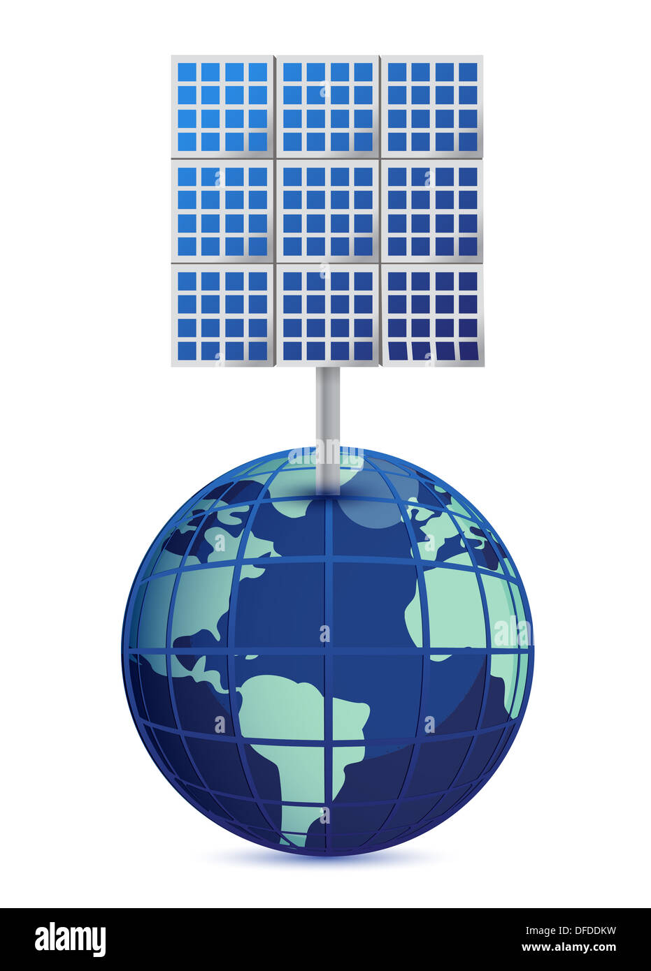 Earth and solar panels isolated on white background Stock Photo - Alamy