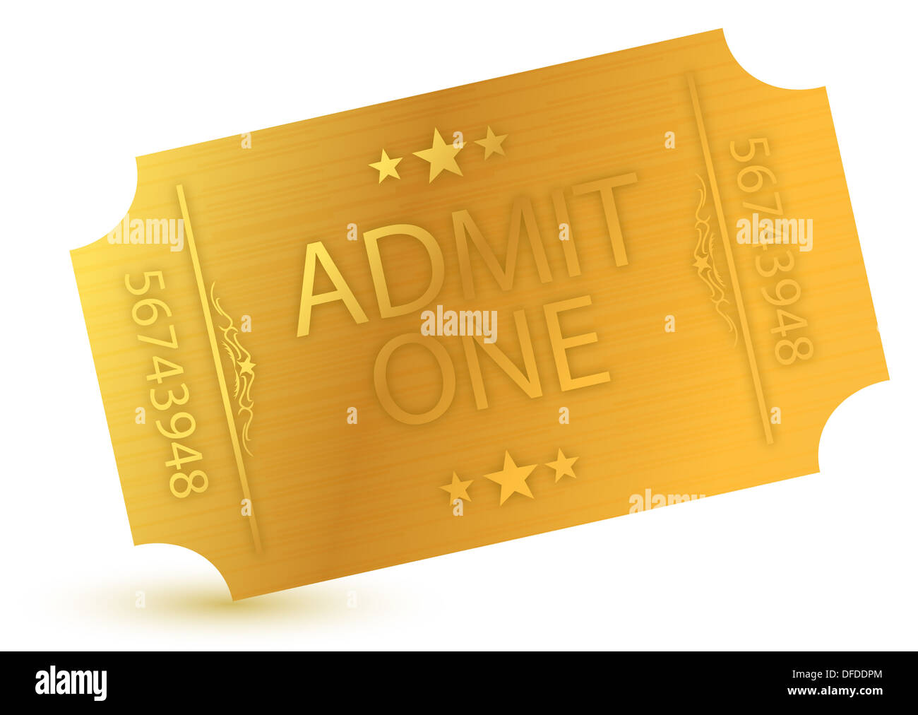 illustration of gold ticket over a white background Stock Photo - Alamy