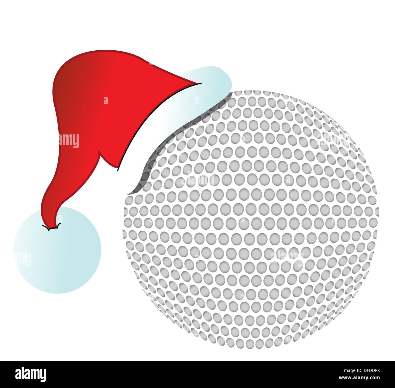 santa hat golf ball illustration design on white Stock Photo - Alamy