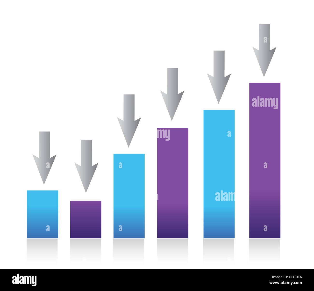 Growing bar chart from color blocks Stock Photo - Alamy