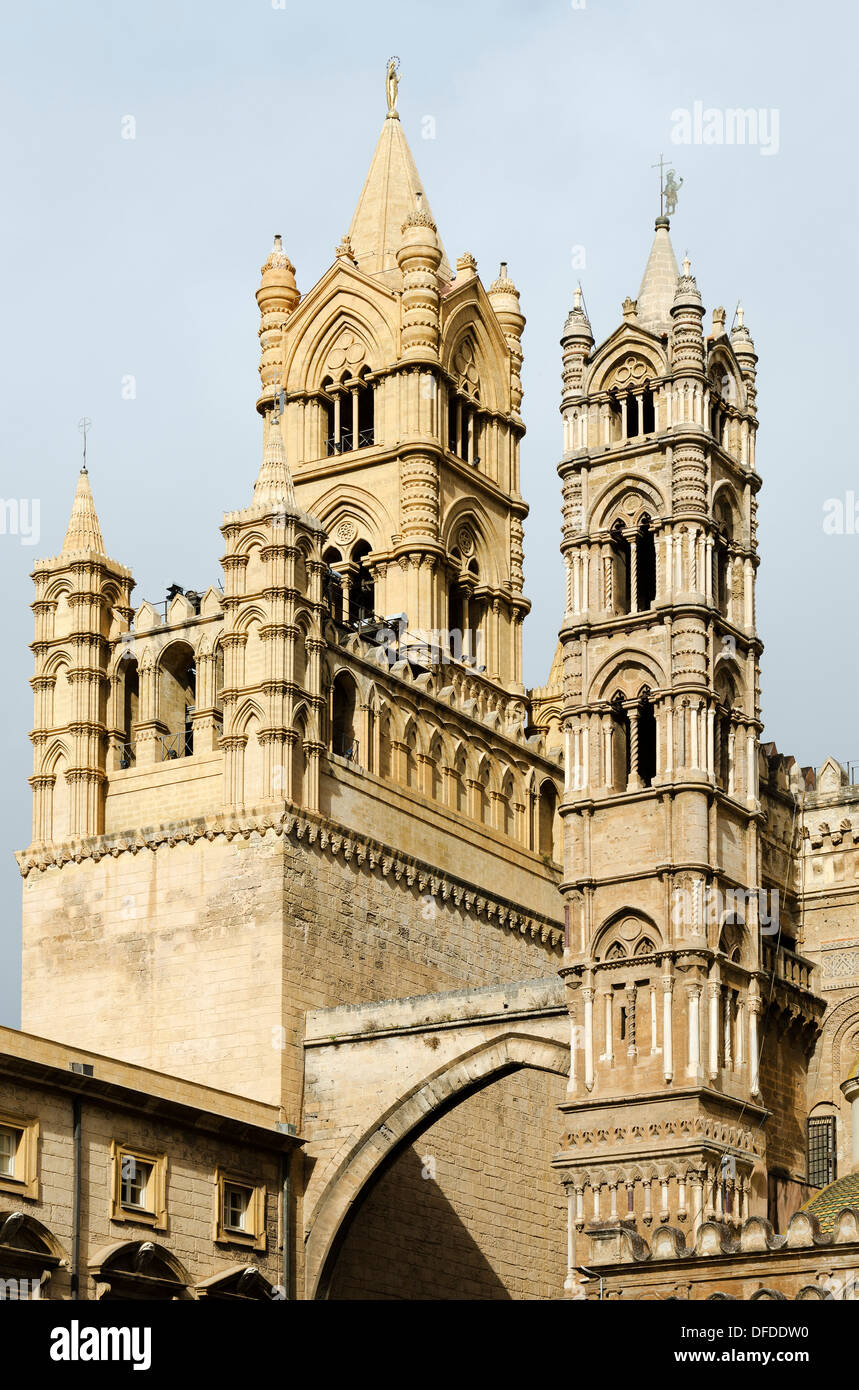 twin towers of Duomo in Palermo, Sicily Stock Photo - Alamy