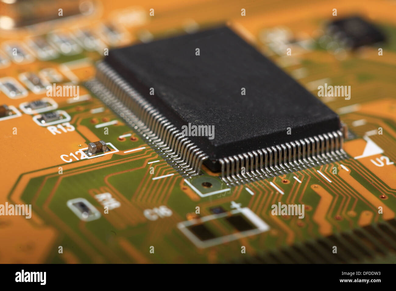 Printed Circuit Board with many electrical components, electronics ...