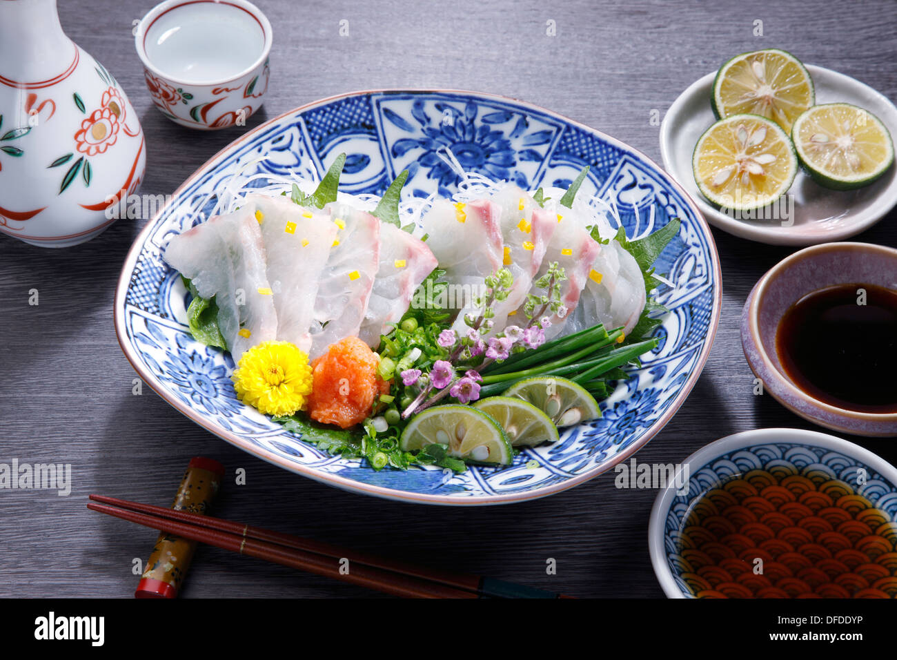 Sashimi Of Longtooth Grouper Stock Photo - Alamy