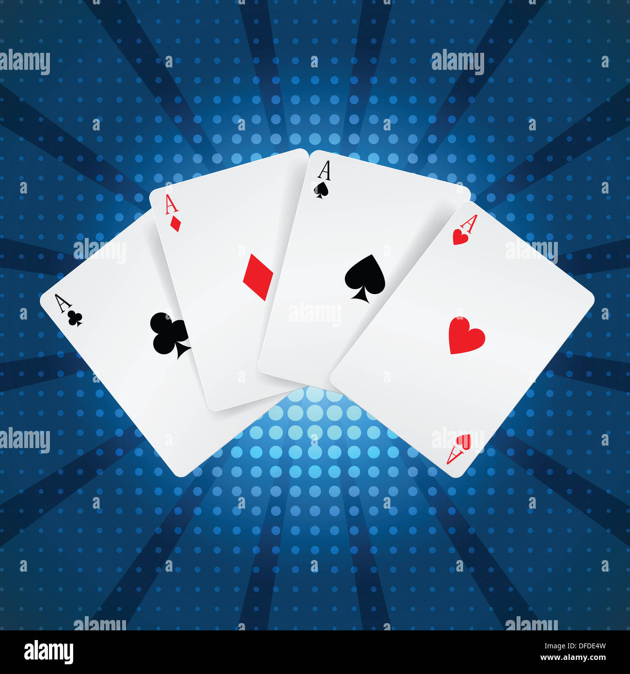 four aces playing cards suits on blue Stock Photo - Alamy