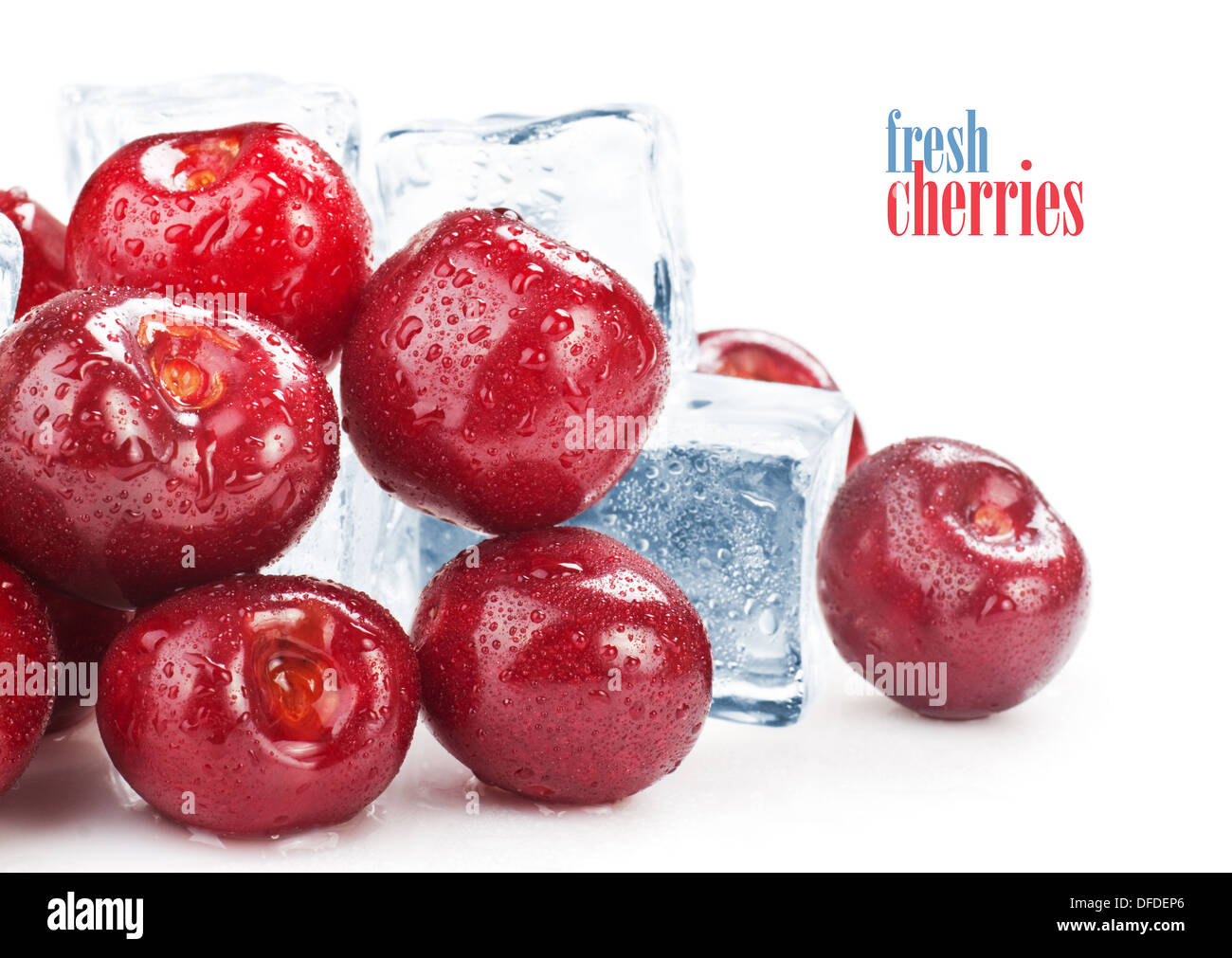 Ice Cherries. Fresh cherries with ice cube Stock Photo - Alamy