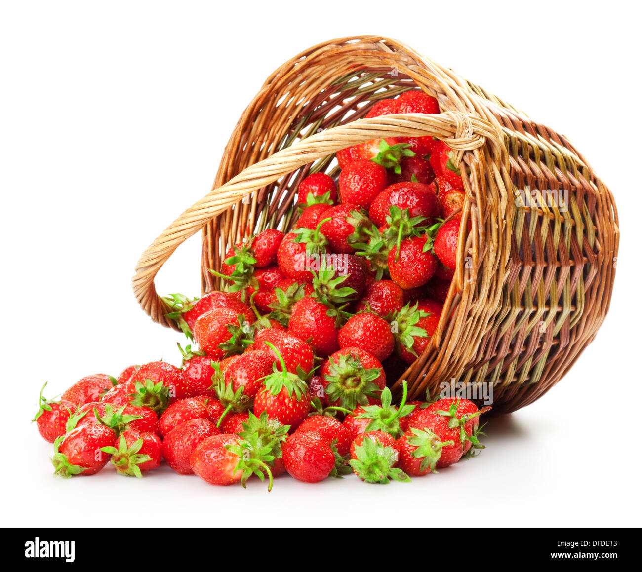 fresh strawberries in a basket on a white background Stock Photo - Alamy