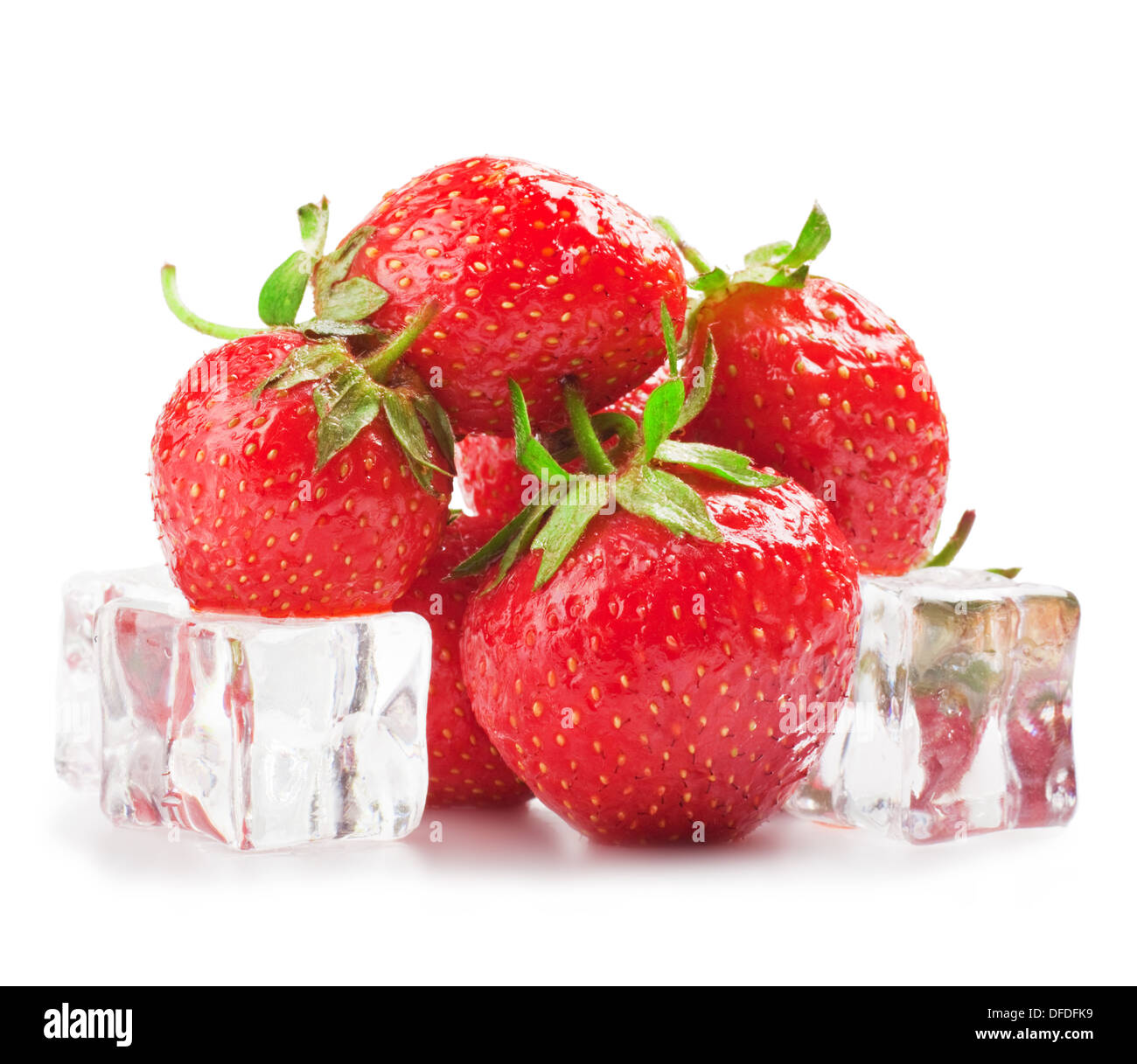 strawberries with ice cubes on a white background Stock Photo - Alamy