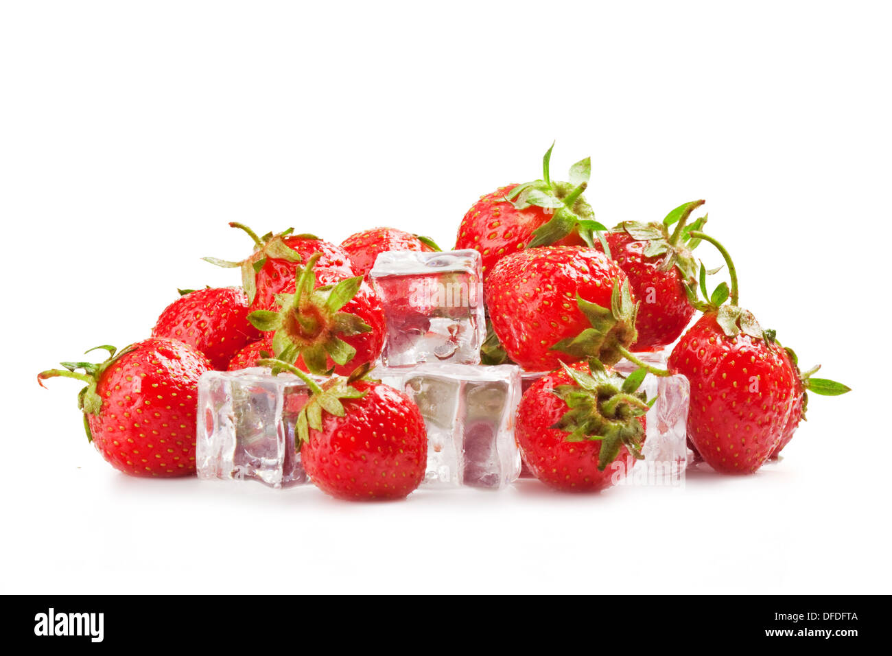 strawberries with ice cubes on a white background Stock Photo - Alamy