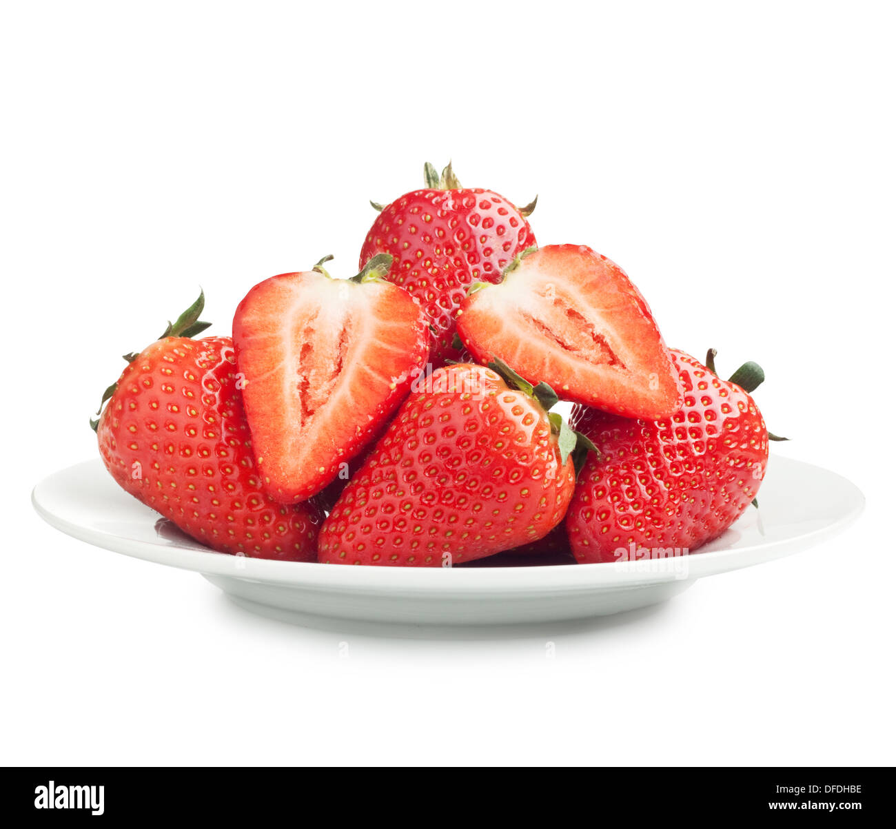 Plate red strawberries isolated Cut Out Stock Images & Pictures - Alamy