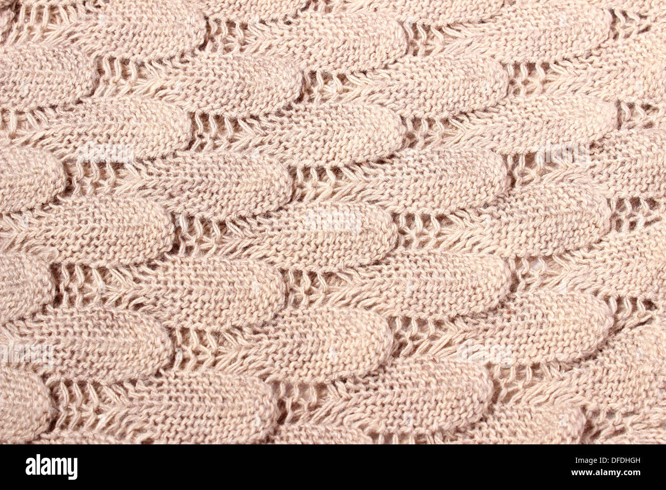 Close-up of knitted wool texture sand color. Крупным планом трикотажная ...