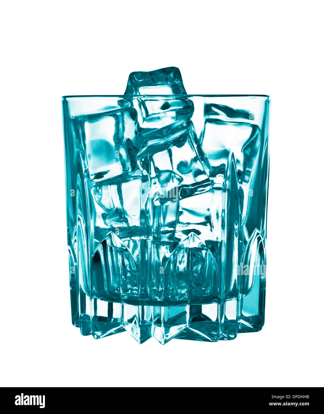 Glass with ice cubes. Isolated on white Stock Photo - Alamy