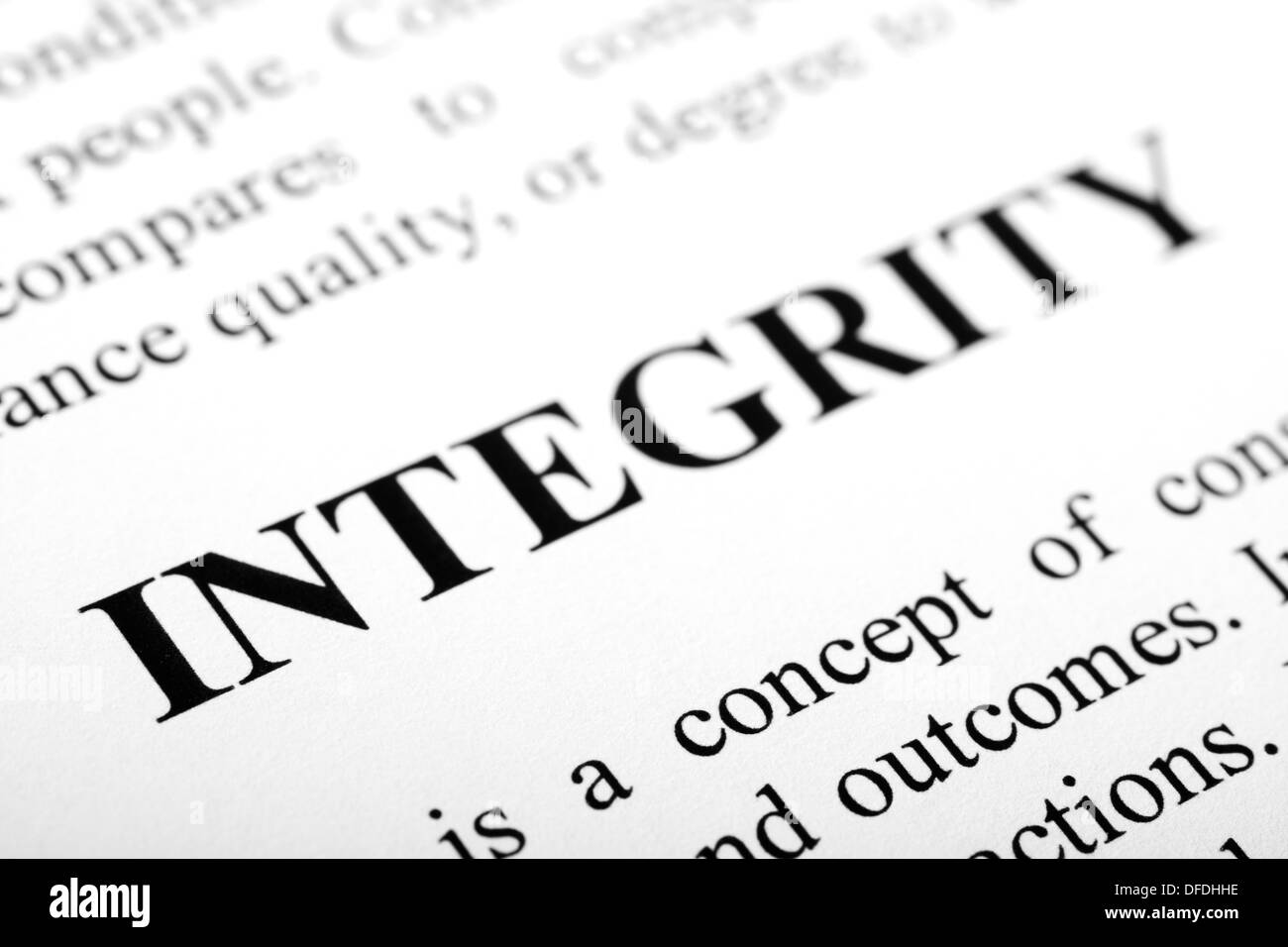 The word Integrity shot with artistic selective focus Stock Photo - Alamy