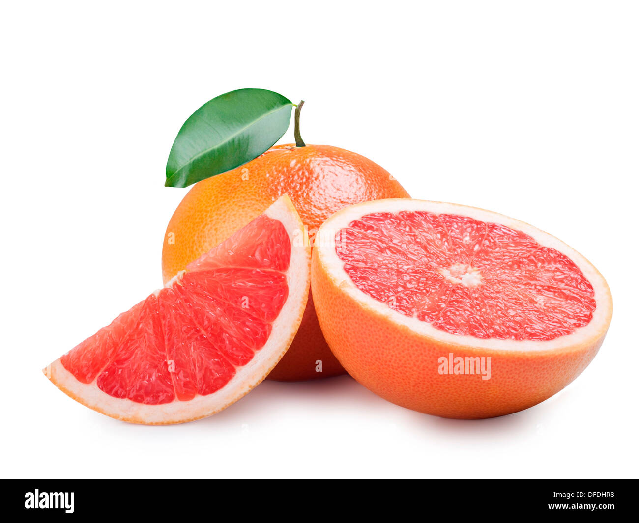 fresh grapefruit with leaves isolated on white background Stock Photo ...