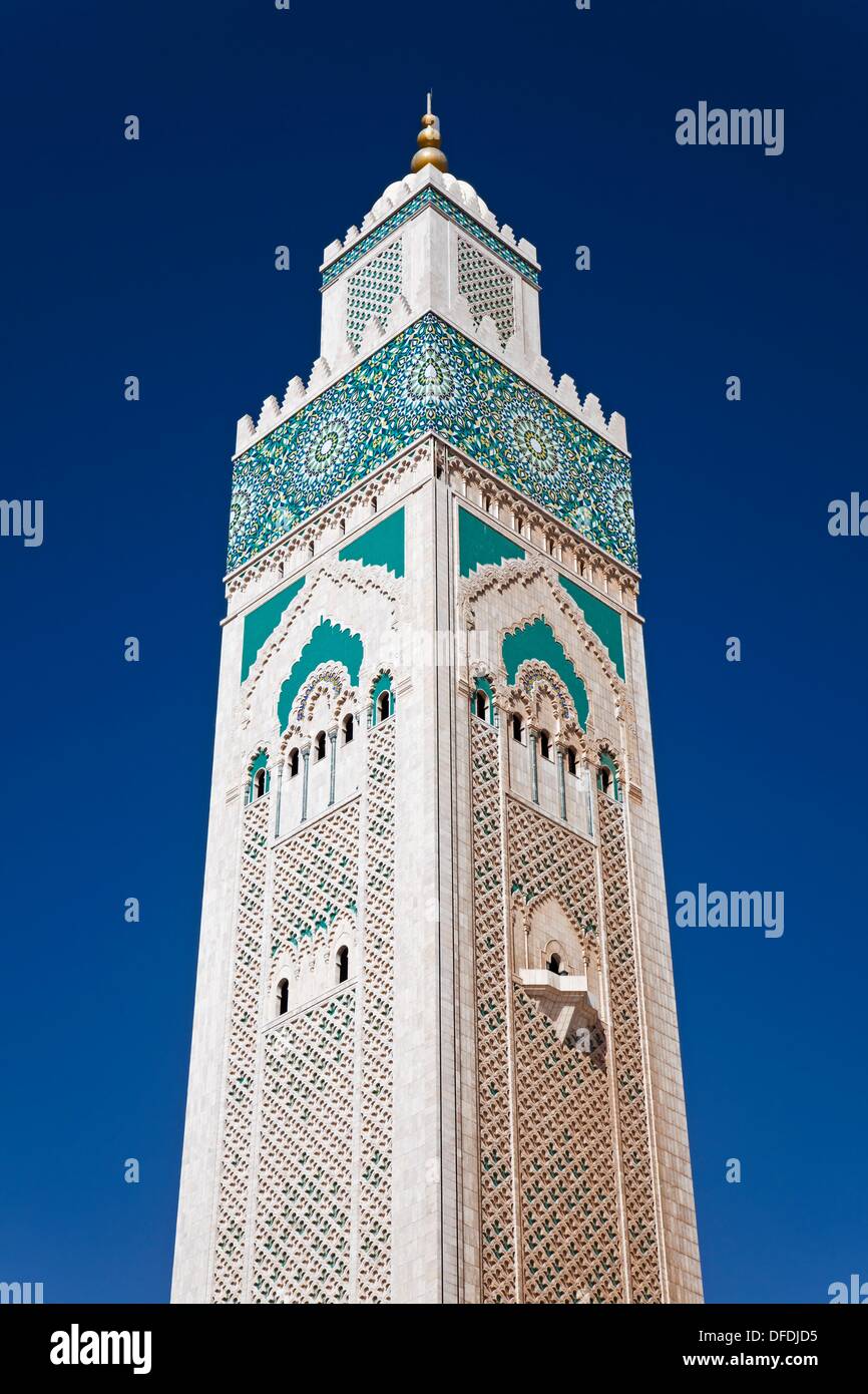 Morocco Casablanca (Dar el Beida) Hassan II Mosque Minaret detail Stock ...