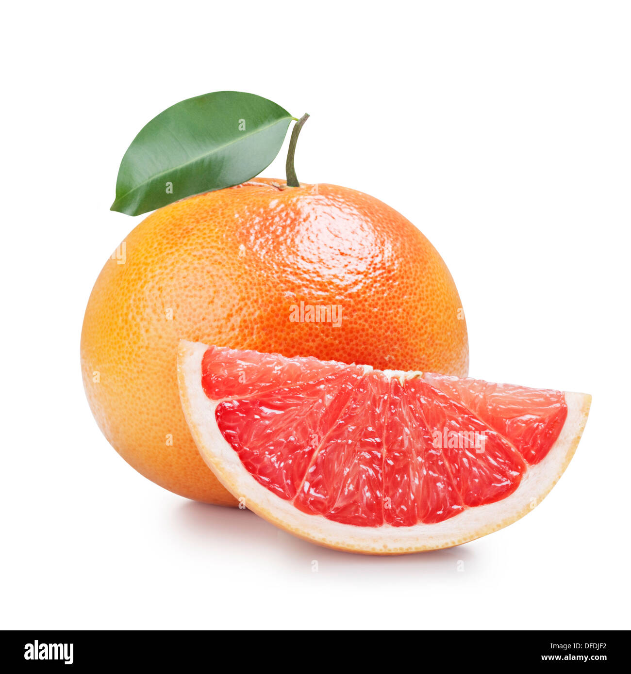 fresh grapefruit with leaves isolated on white background Stock Photo ...