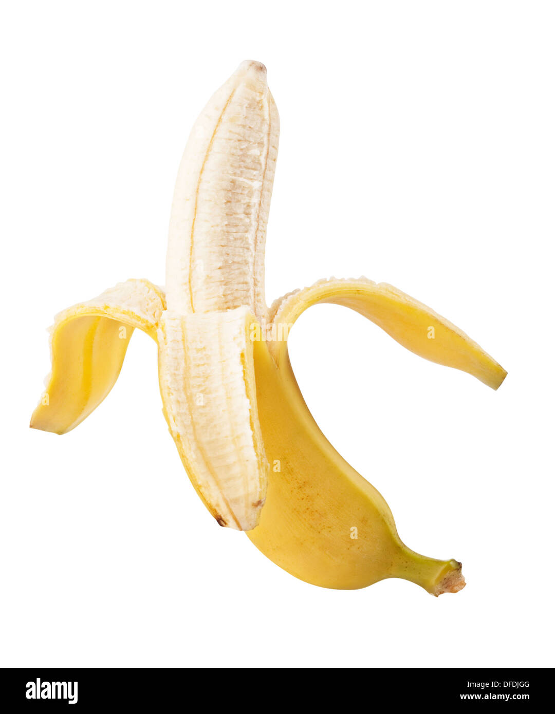 Open banana isolated on white background Stock Photo - Alamy