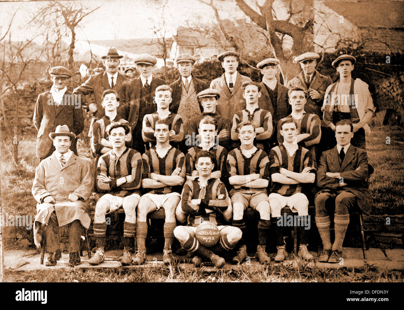 Wheatcroft F.C. , Derbyshire, in 1922. village men pose for team ...