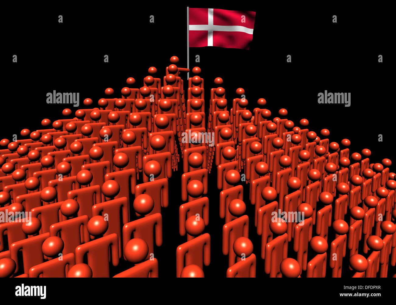 Pyramid of abstract people with Denmark flag illustration Stock Photo ...