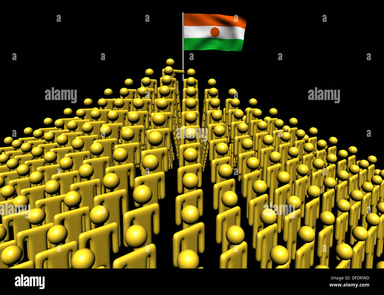 Pyramid of abstract people with Niger flag illustration Stock Photo - Alamy