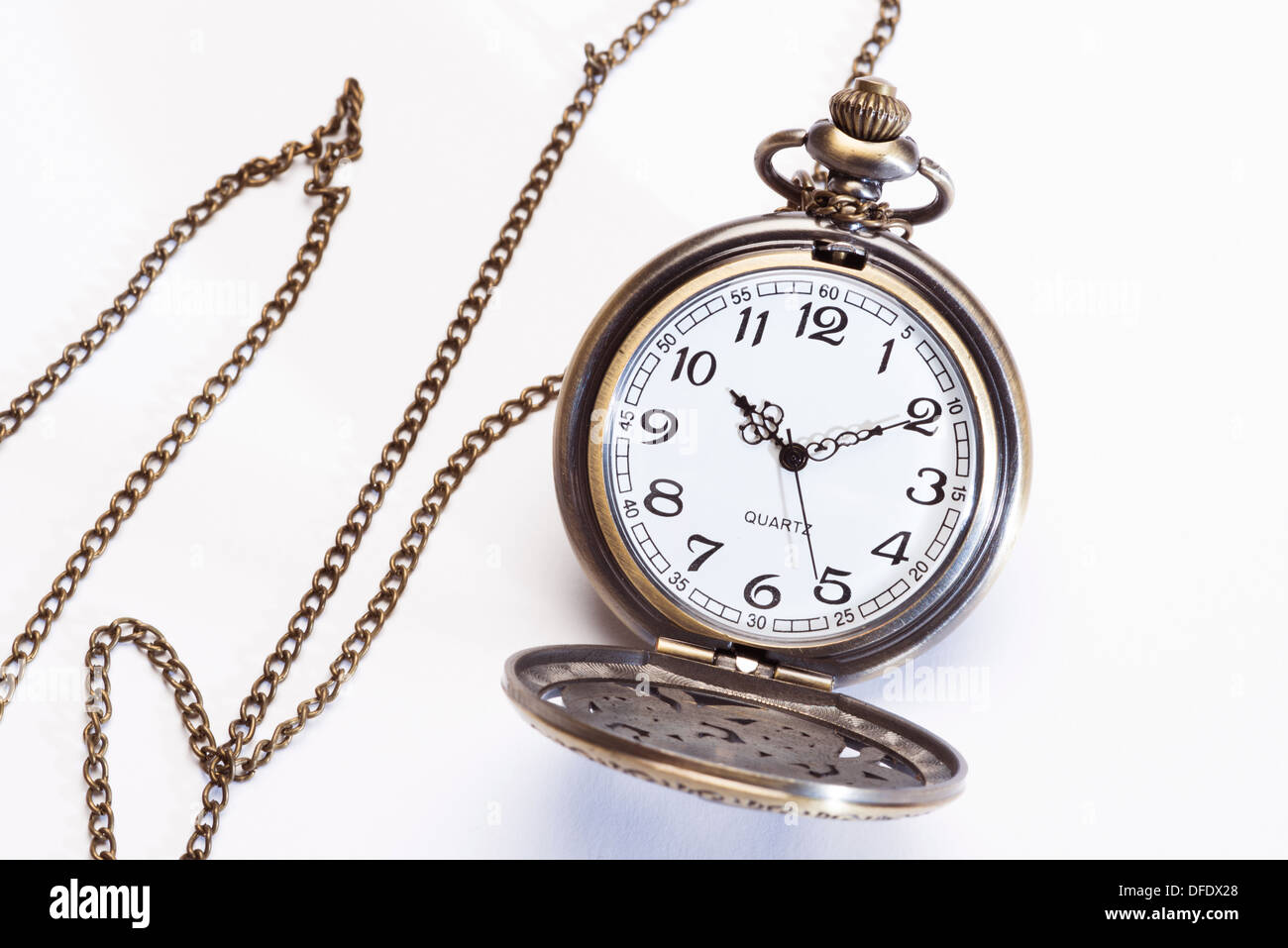 pocket watch with golden chain on white background Stock Photo - Alamy