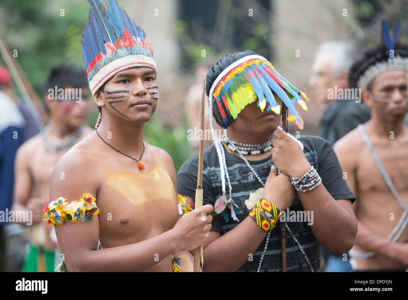 Sao Paulo, Brazil, 2nd Oct, 2013. Brazilian indigenous people take part ...