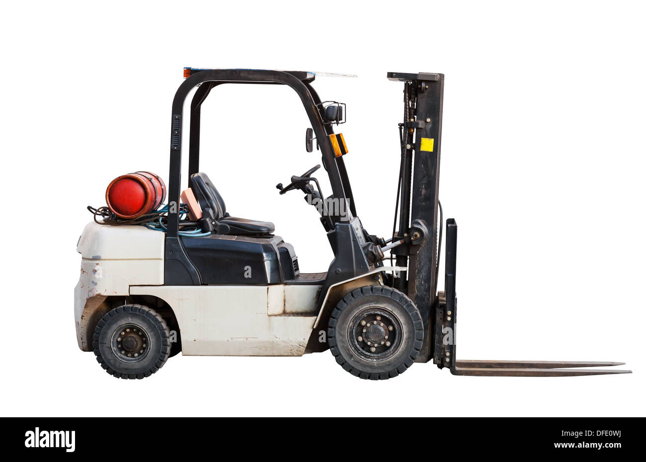 Standard small gas engine truck lift isolated on white Stock Photo - Alamy