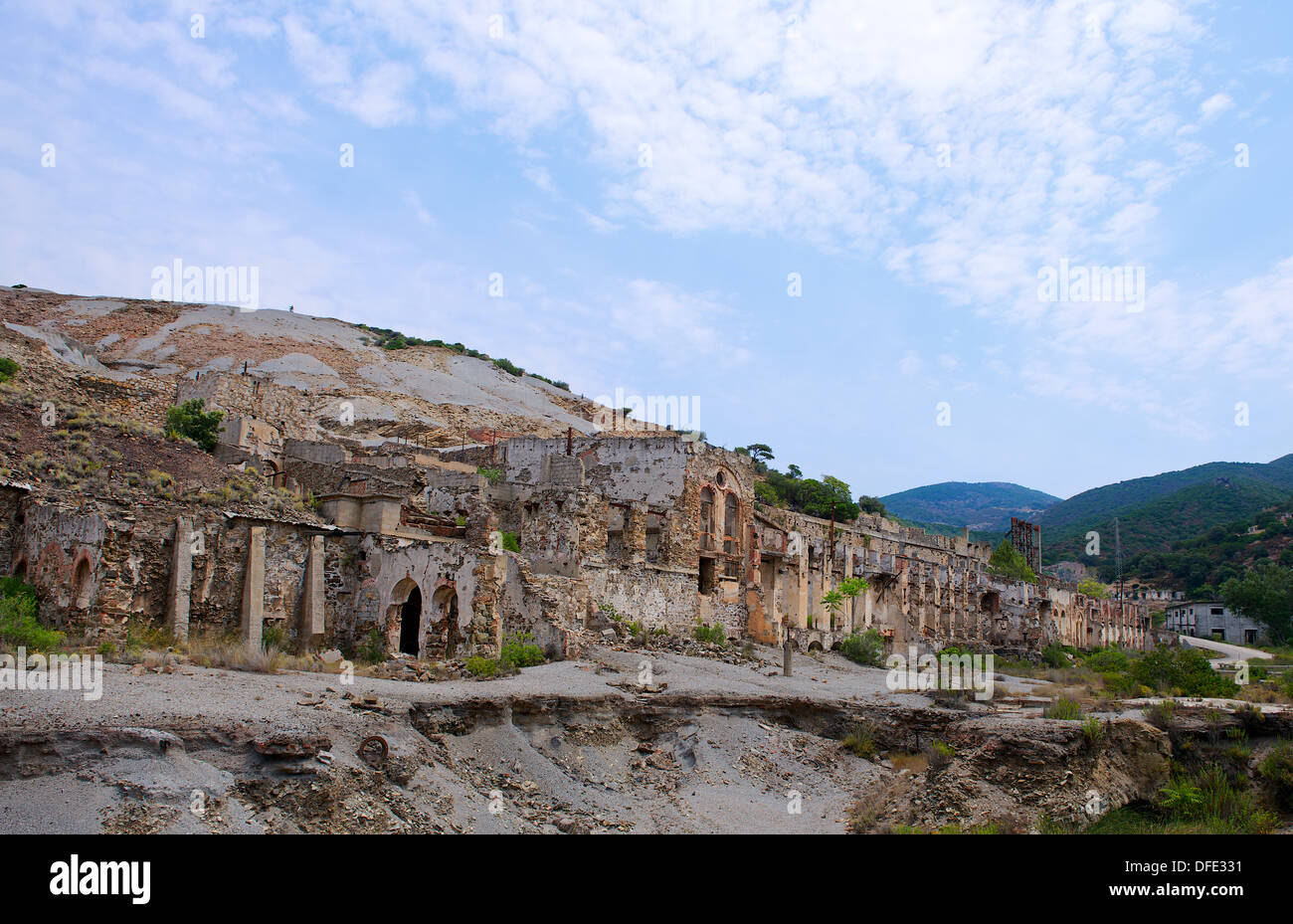 Abandoned mine in Sardinia, Guspini, Montevecchio. Old factory ruins in ...