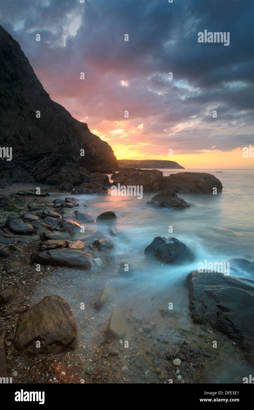 Sunset, Tresaith beach Aberporth Wales Stock Photo - Alamy