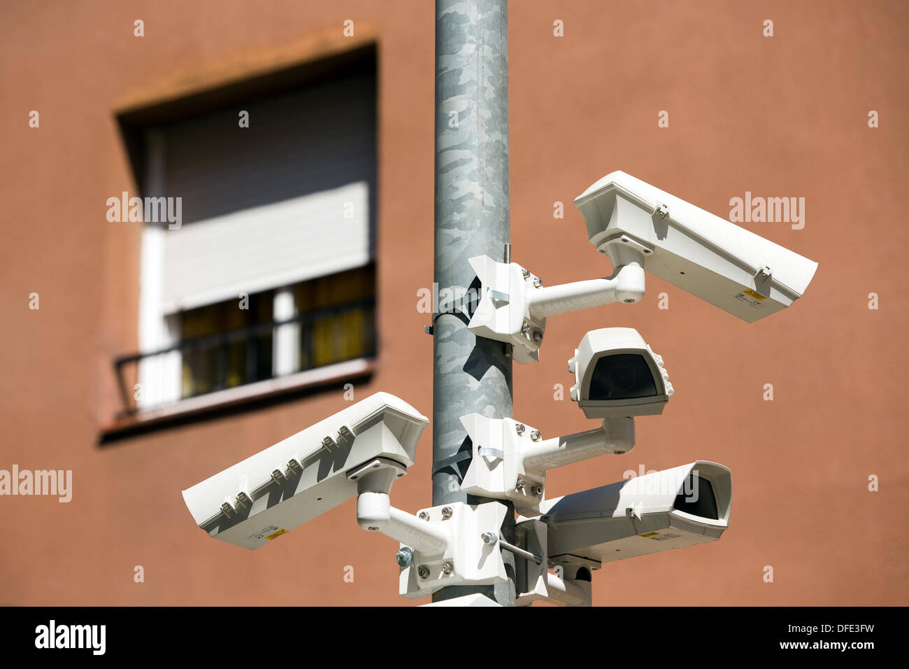 Surveillance cameras in the city of Palma, in Majorca, Spain Stock ...