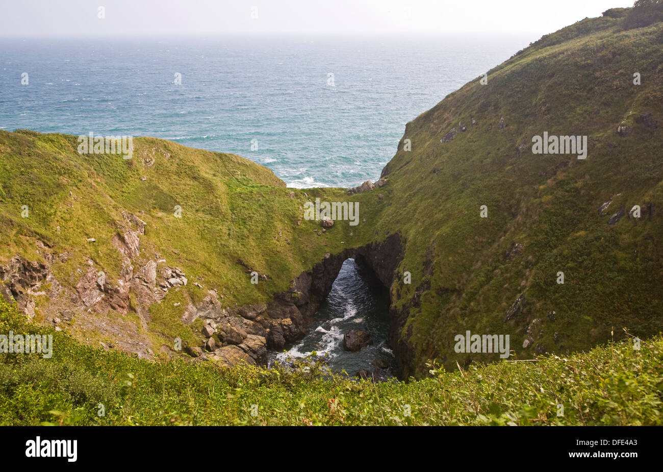 Devil's Frying Pan coastal feature Cadgwith Cove Cornwall England Stock ...