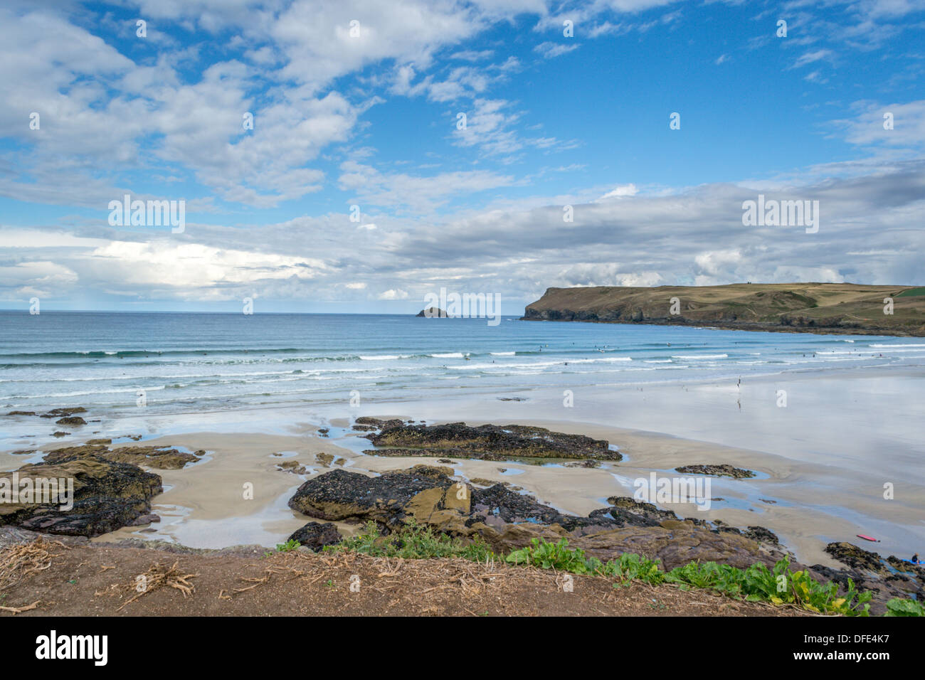 View from coastal path looking north across Hayle Bay towards New ...