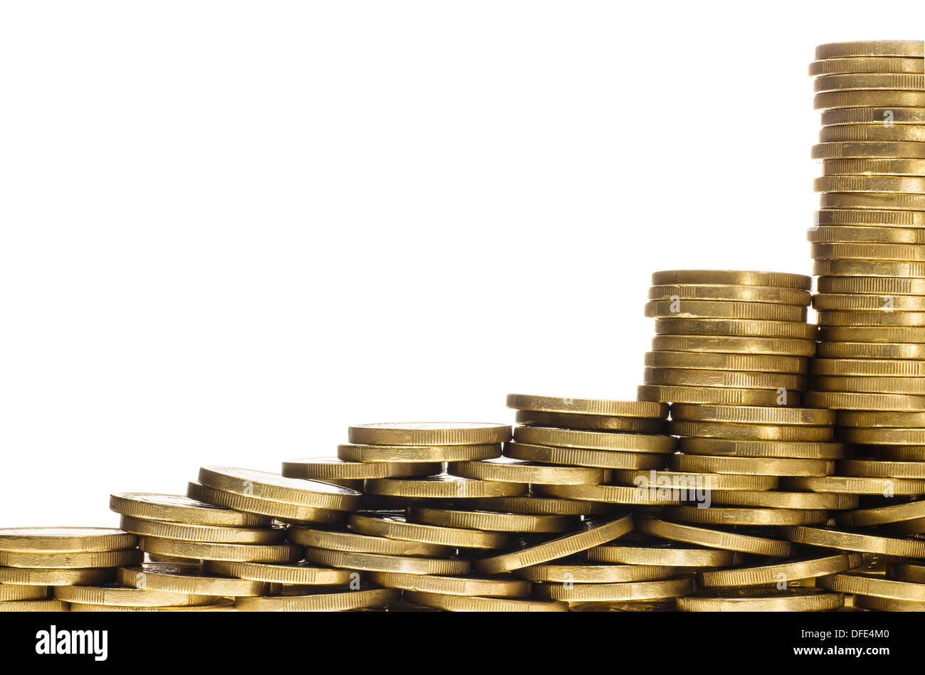 Heaps and Stacks of Gold Coins Forming Bottom Frame Border Stock Photo ...