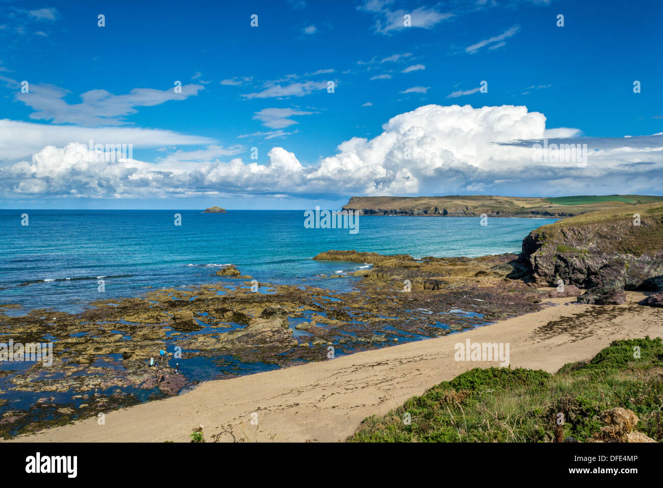 View from coastal path looking north across Hayle Bay towards New ...