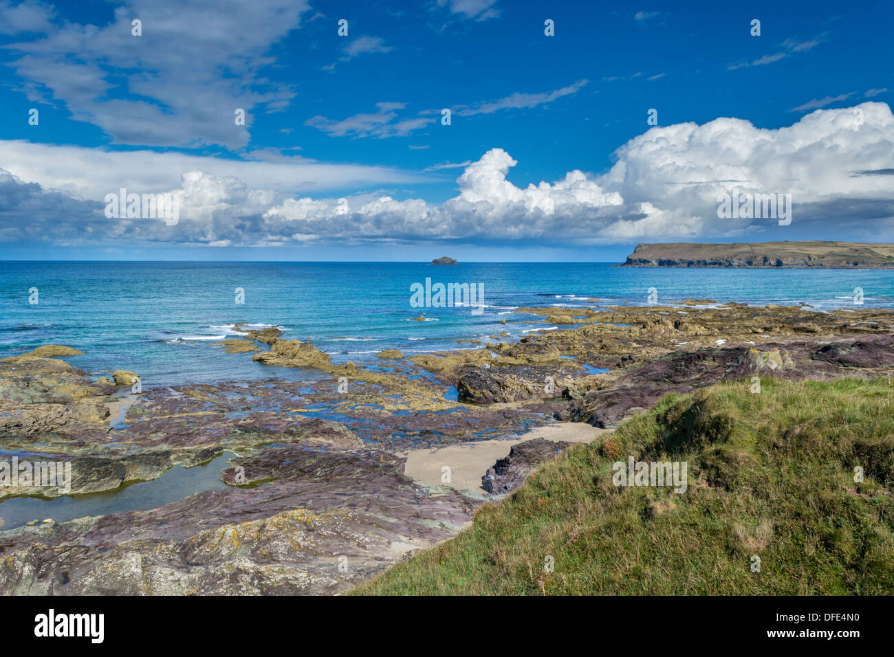 View from coastal path looking north across Hayle Bay towards New ...