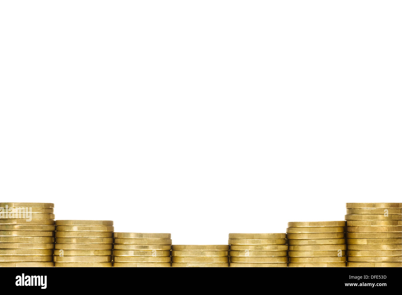 Row of Gold Coins Forming Bottom Frame Border Stock Photo - Alamy