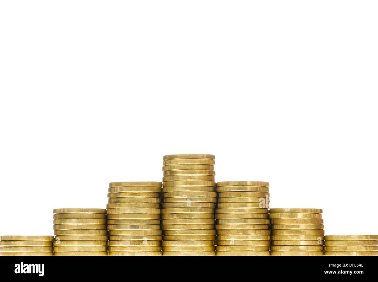 Pyramid Row of Gold Coins Forming Bottom Frame Border Stock Photo - Alamy
