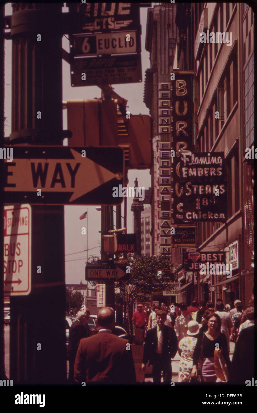 Euclid Avenue in Cleveland, Ohio, is bustling with shoppers and a ...