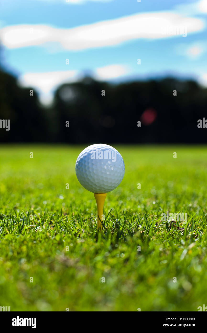 Golf ball on tee Stock Photo - Alamy