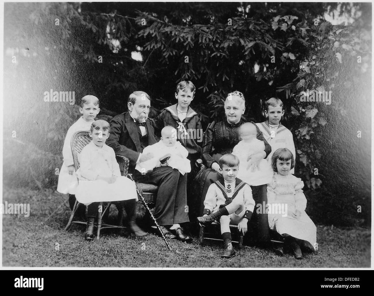 Franklin D. Roosevelt is seen with his Delano grandparents and seven ...
