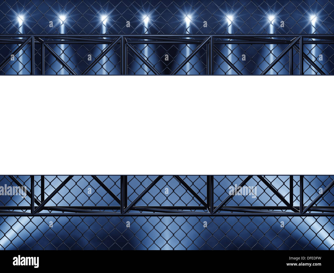 Empty display , chainlink fence and spotlights Stock Photo - Alamy