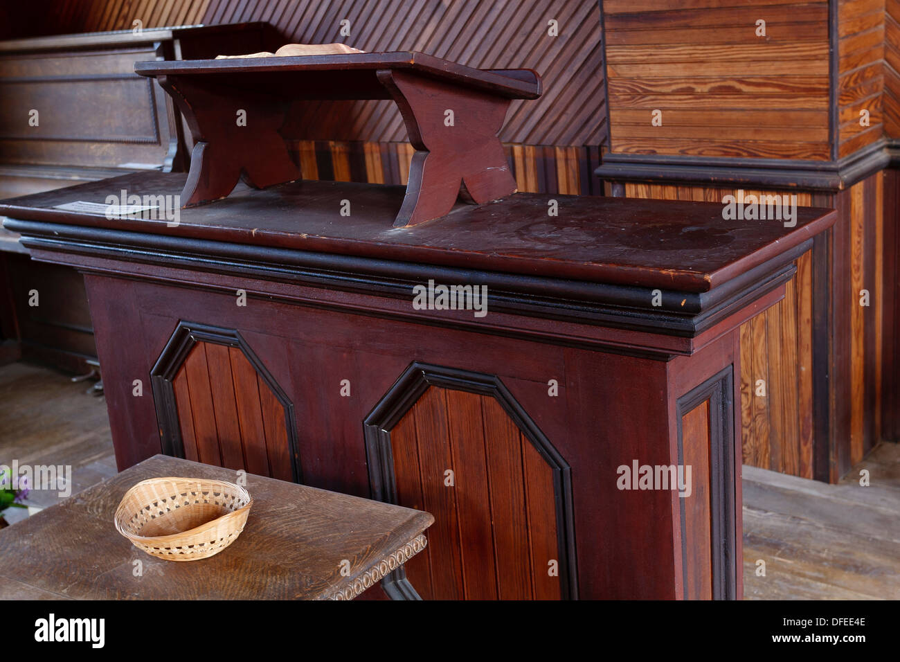 Pulpit in simple country church Stock Photo - Alamy