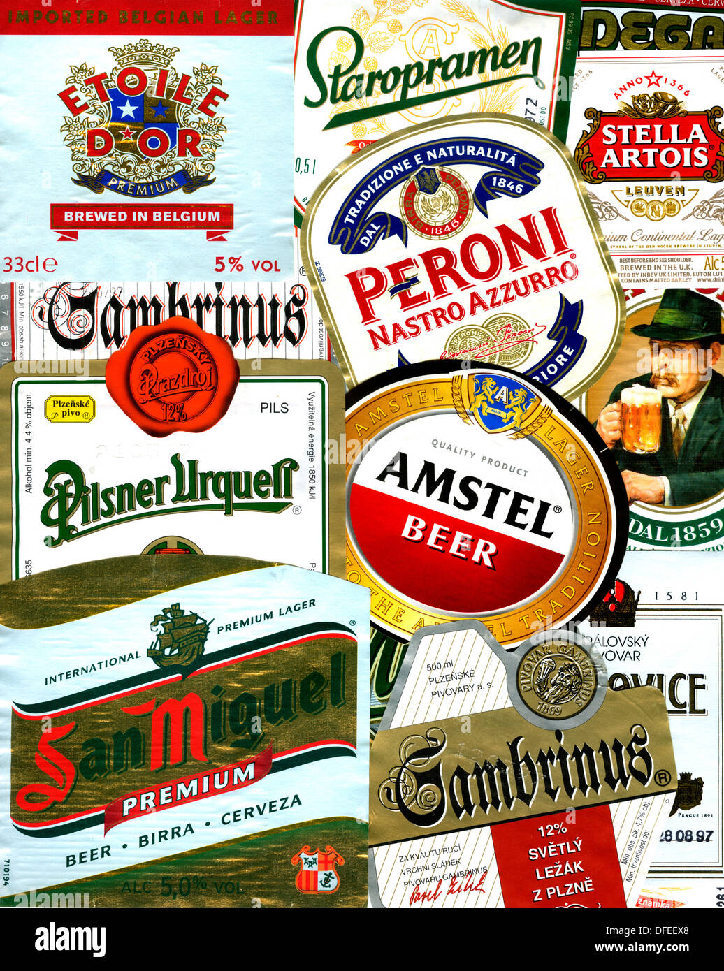 European Beer labels Stock Photo - Alamy