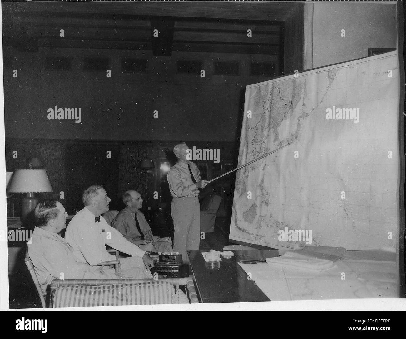 A historical photo of Franklin D. Roosevelt, General Douglas MacArthur ...