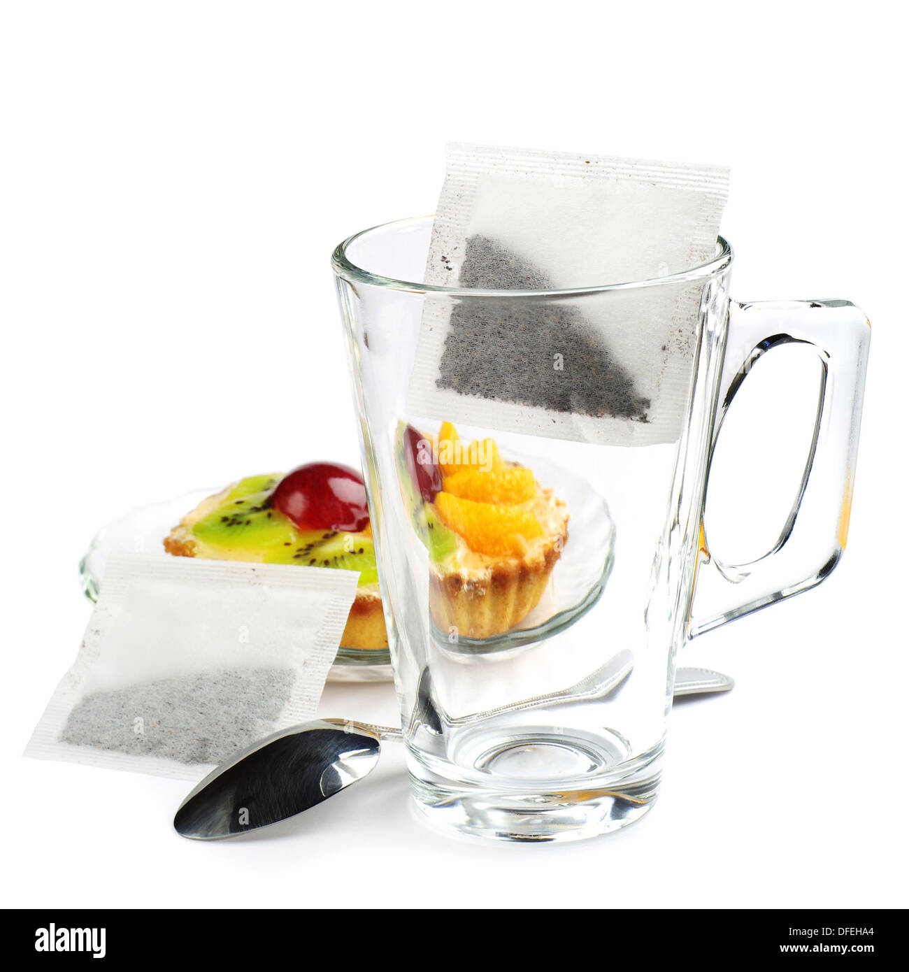 Cup tea sweet bun Cut Out Stock Images & Pictures - Alamy