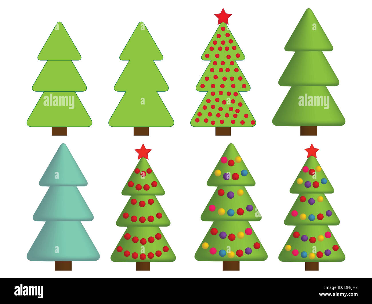 set of Christmas tree icons Stock Photo - Alamy