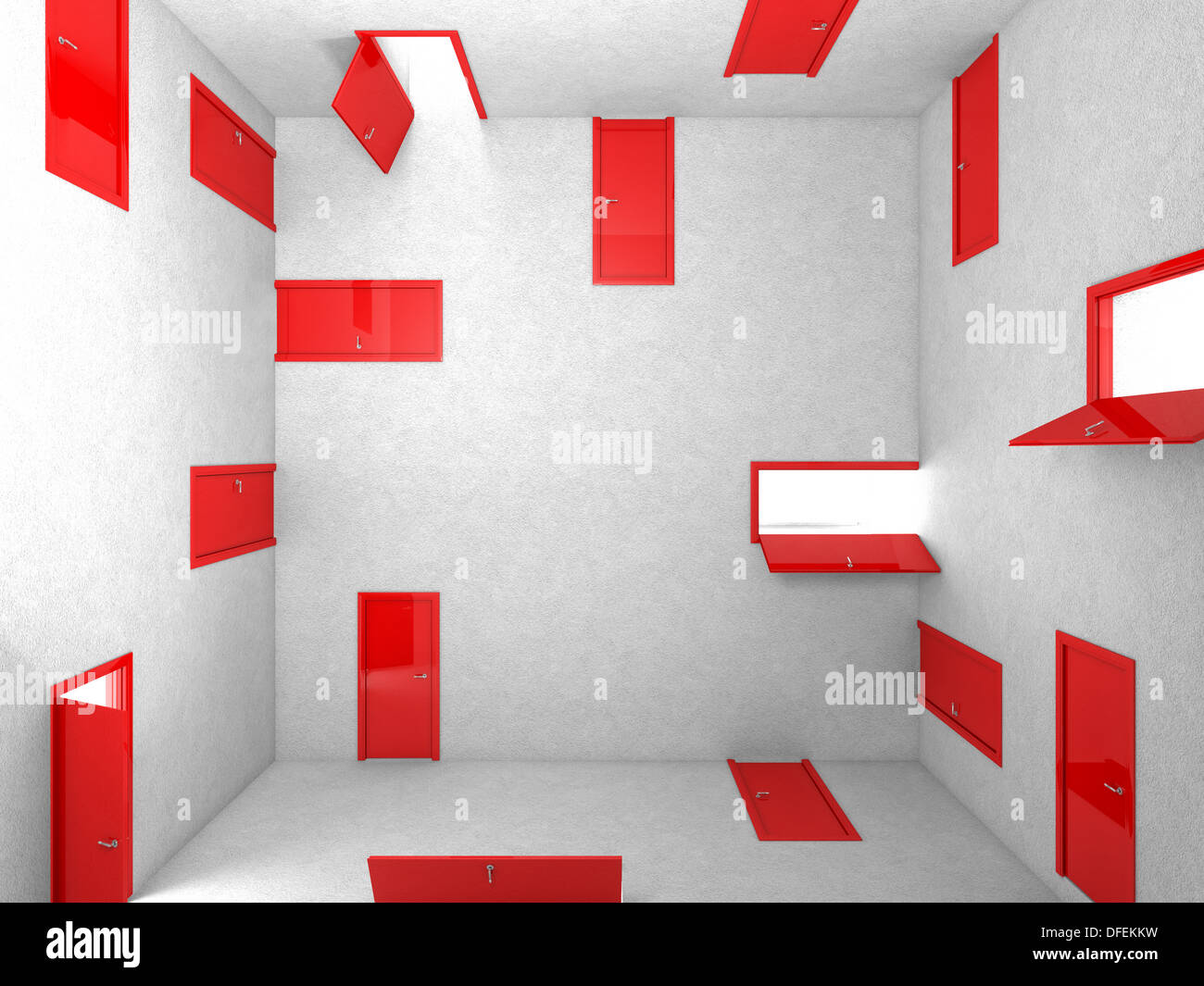 3d image of abstract red doors Stock Photo - Alamy