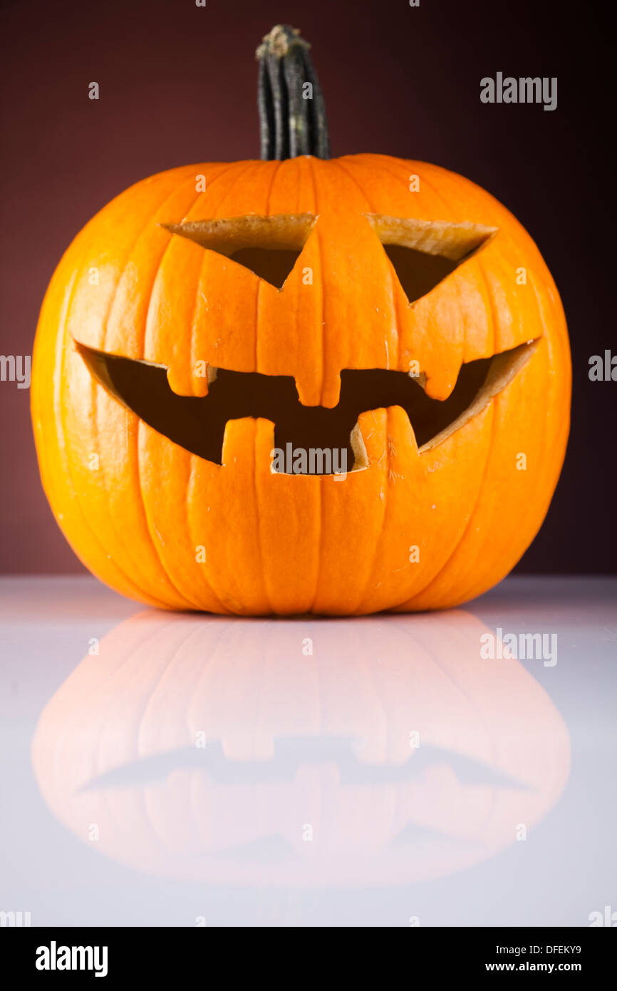 Funny face pumpkin, Halloween Stock Photo - Alamy